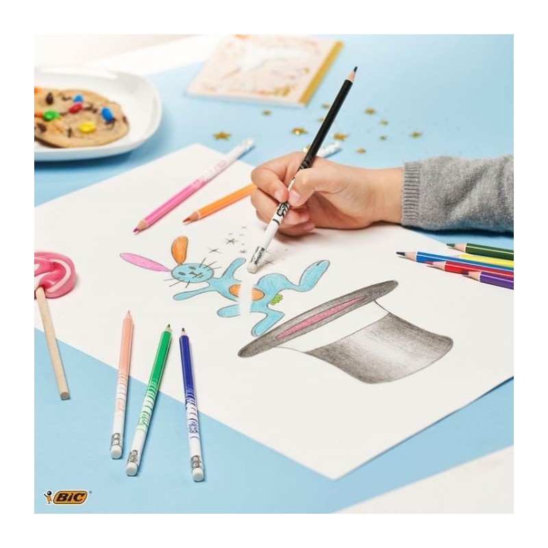BIC Zmazywalne Kredki Ołówkowe KIDS EVOLUTION ILLUSION 12 Kolorów 70894